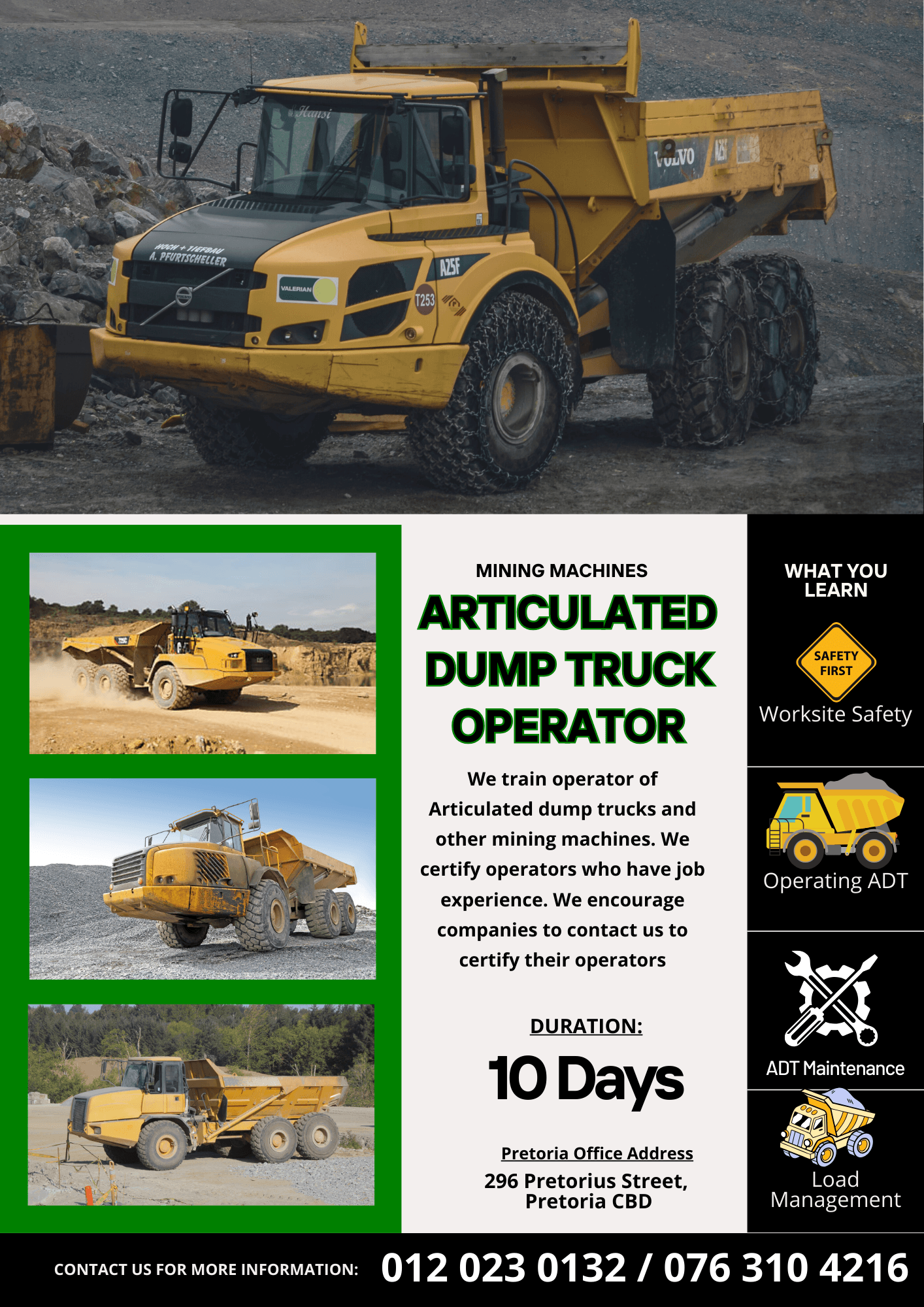 The Best ADT Dump Truck Training In Cape Town 076 310 4216